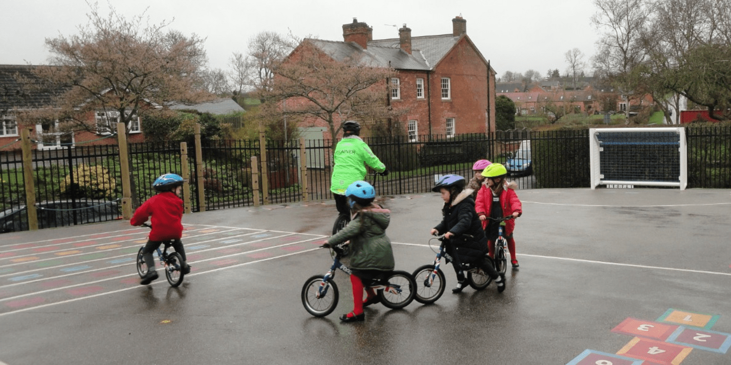 Reception enjoy Balance Bikes - Willoughby Primary School, Nottinghamshire